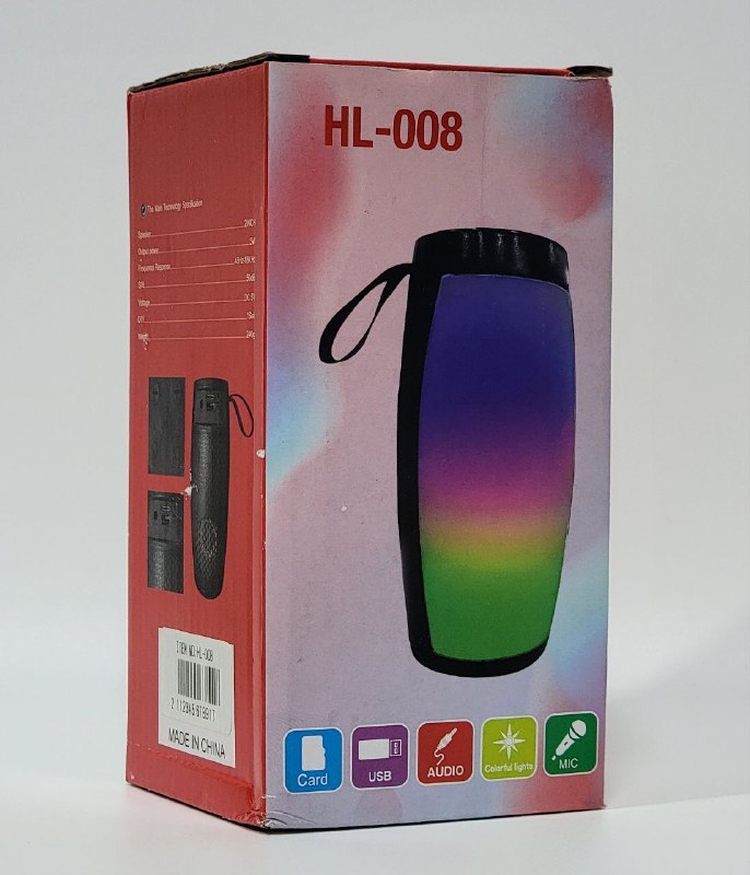 PARLANTE ALTAVOZ CON LUZ LED, BATERIA DE ALTA CAPACIDAD USB HL-008