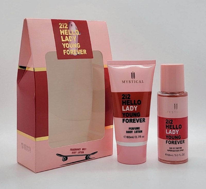 SET SPLASH MINI MYSTICAL 2i2 HELLO LADY YOUNG FOREVER BODY LOTION 80ML