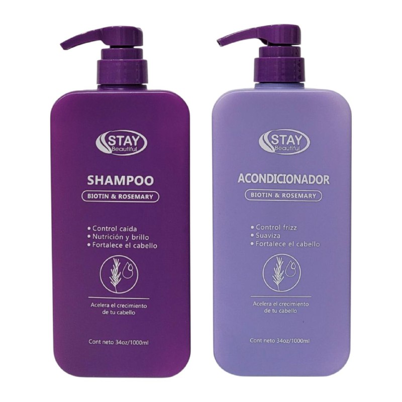 SET DE SHAMPOO Y ACONDICIONADOR DE BIOTINA Y EXTRACTO DE ACEITE DE ROM