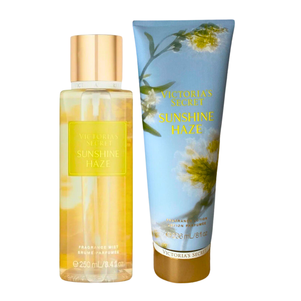 SET VICTORIAS SECRET SUNSHINE HAZE SPLASH 250ML, BODY LOTION 236ML (M)