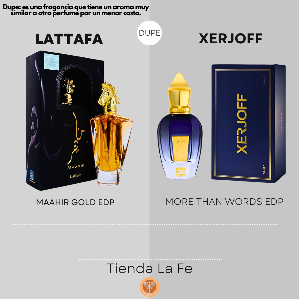 LATTAFA MAAHIR GOLD EDP 100ML (U) (DUPE XERJOFF MORE THAN WORDS EDP)