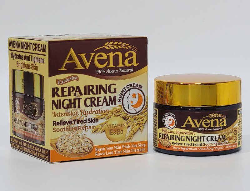 CREMA FACIAL DE NOCHE DE AVENA CON ESENCIA DE VITAMINA E Y B3, CALMANT