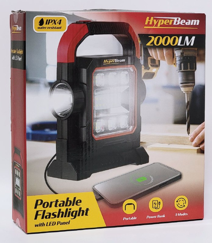 LUZ LED LINTERNA PORTATIL CON PANEL LED 2000LM, ILUMINACION MULTIANGUL