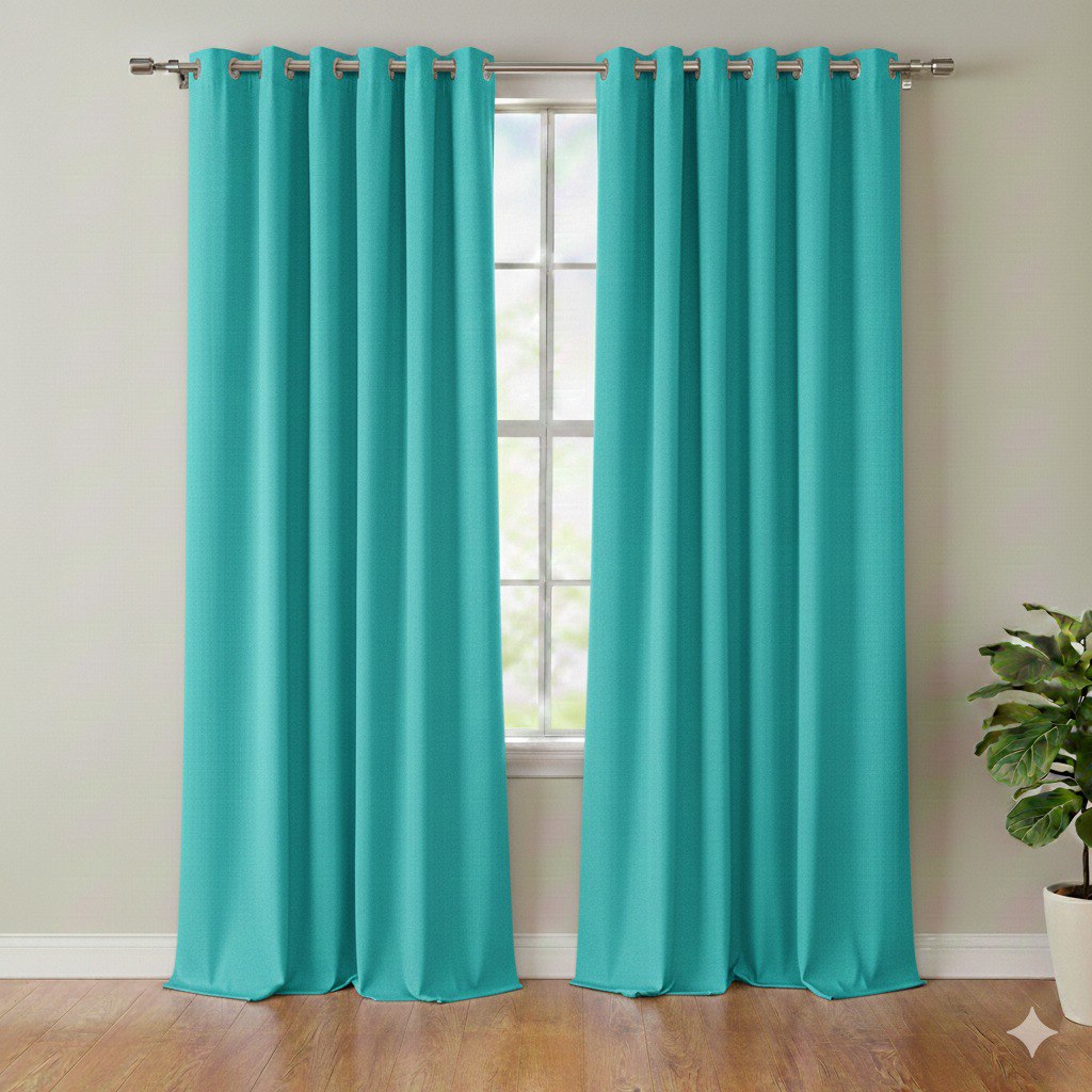 CORTINA BLACKOUT COLOR TURQUESA CON OJALES DE METAL 1 PANEL HPC POLO 1
