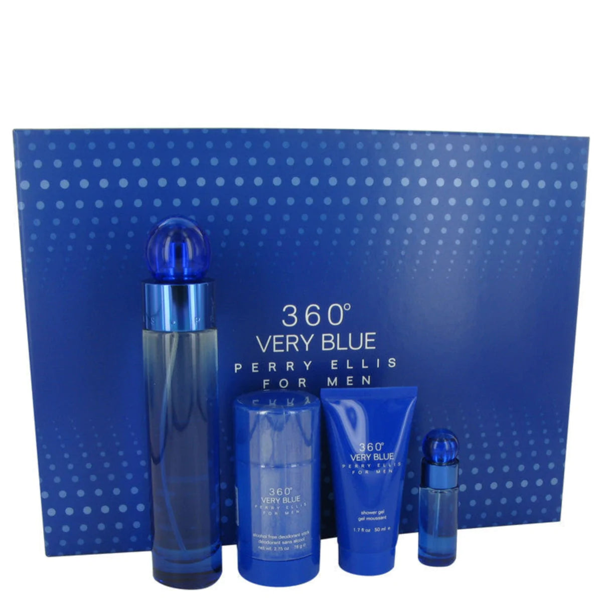 SET PERFUME 360 VERY BLUE EDT 100 ML,7.5 ML-DESODORANTE 2.75 OZ-SHOWER